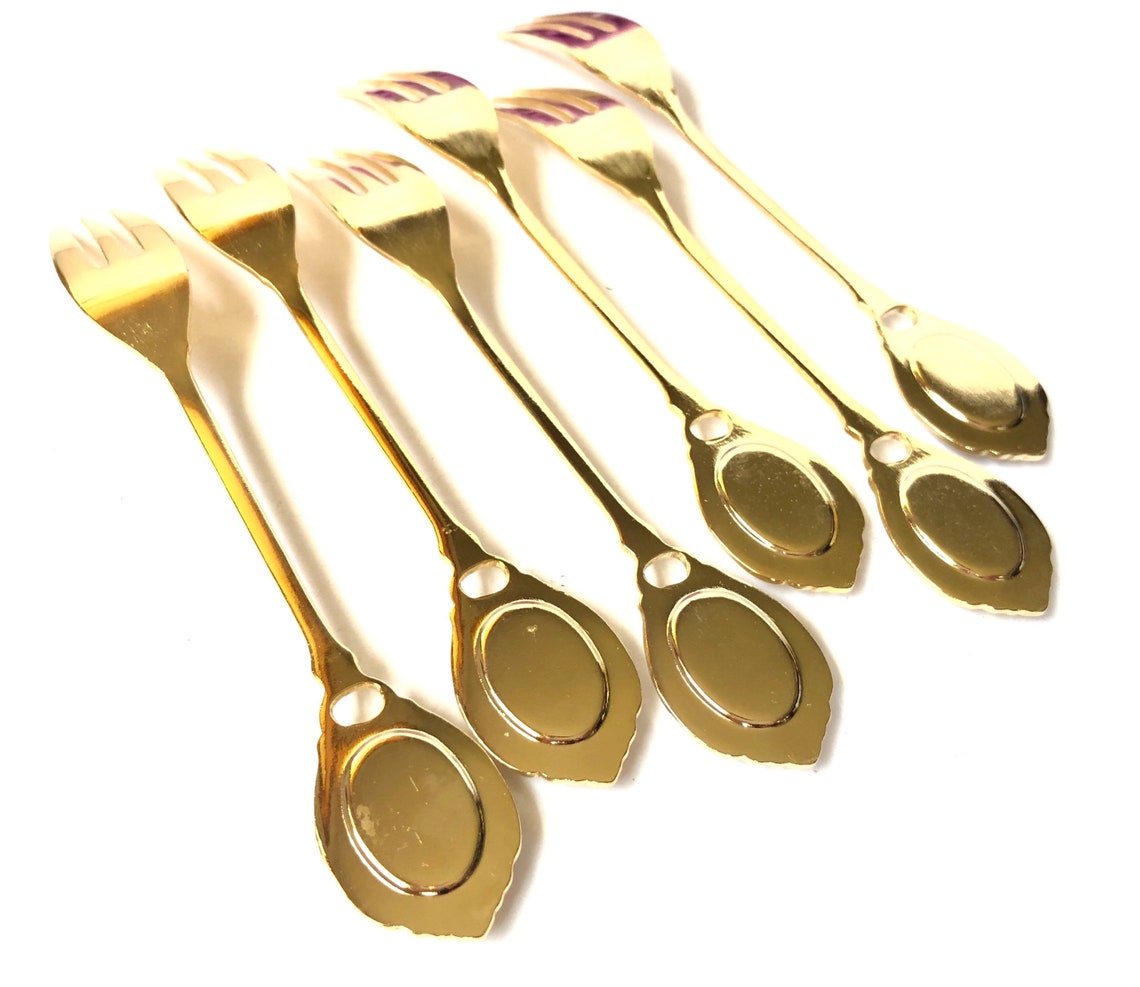 NOS 6pcs Demitasse Pastry Cake Forks Musicians Porcelain Insert Handle ...