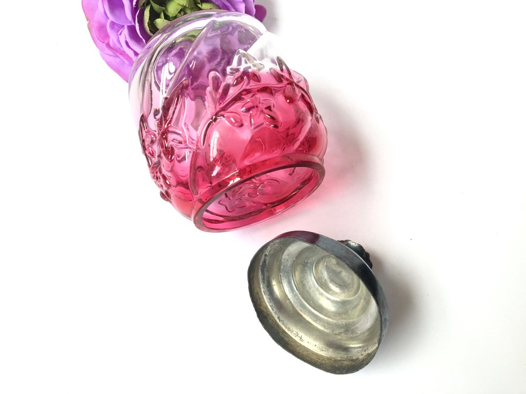 Vintage Two Tone Cranberry Glass Color Honey Jam Jelly Sugar Mustard ...