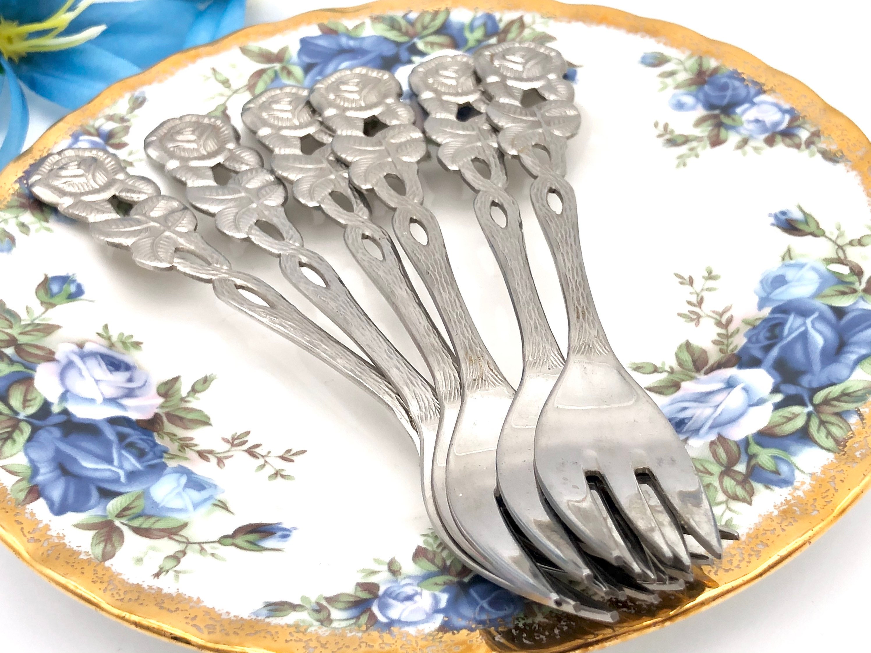 6pc Flatware Germany German Dessert Forks Cocktail Appetizer Ornate ...
