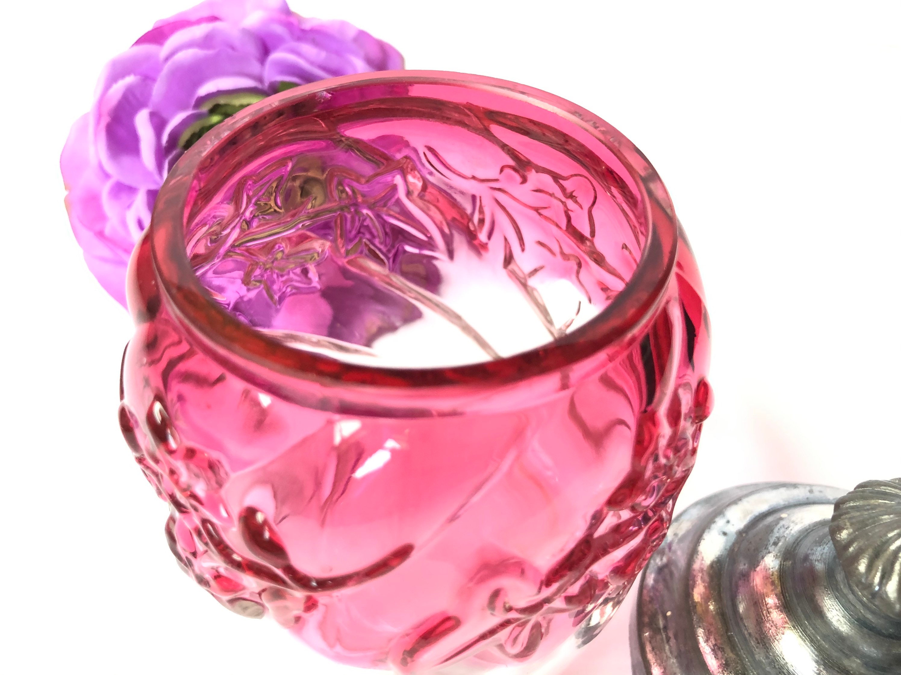 Vintage Two Tone Cranberry Glass Color Honey Jam Jelly Sugar | Etsy