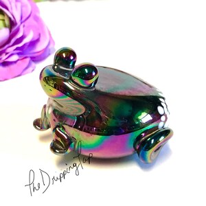 RARE Balos Glass Purple Amethyst Iridescent Frog Shaped Paperweight ...