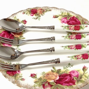 RARE 4pcs Royal Albert Old Country Roses MATCH Hors D Oeuvre Forks ...