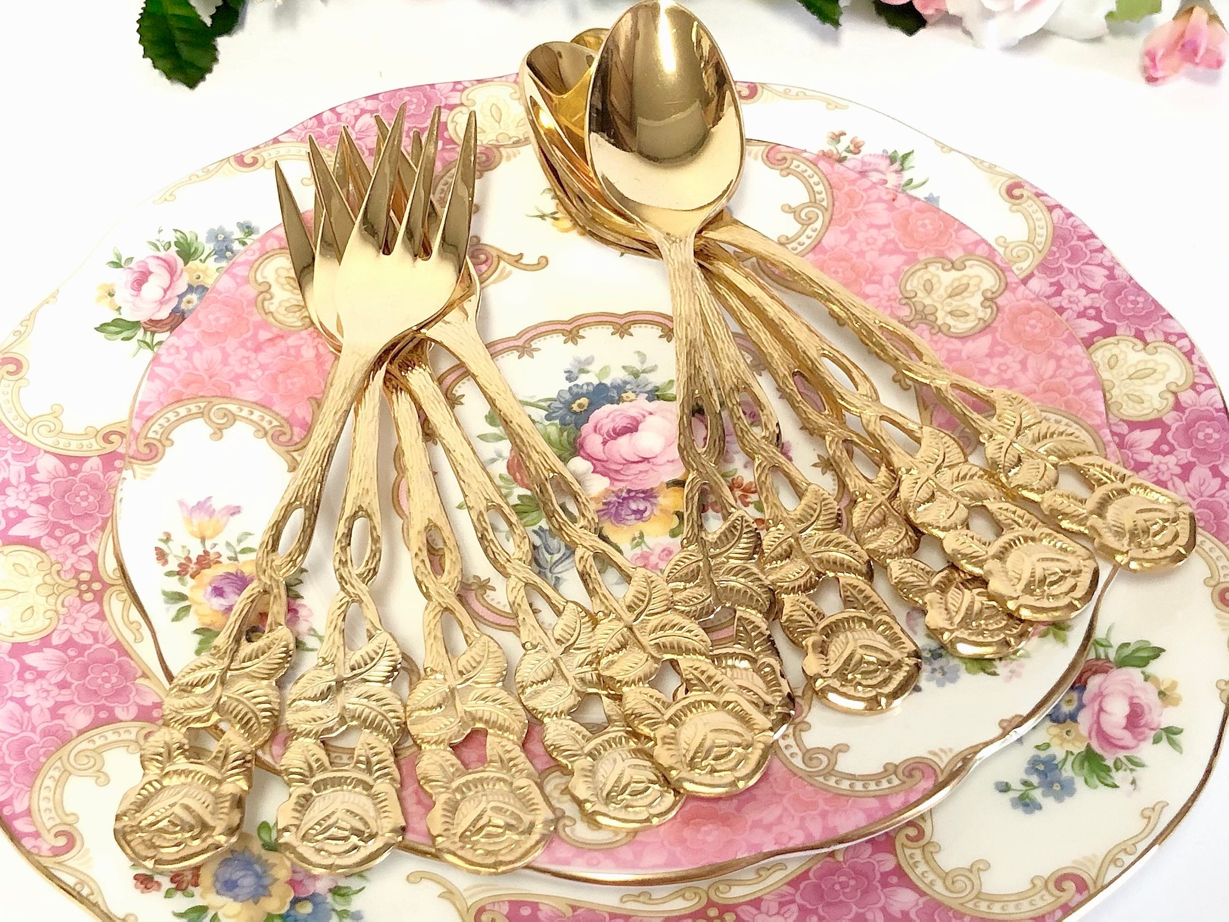 10pcs Gold Flatware Solingen Germany Dessert Spoons Teaspoons | Etsy