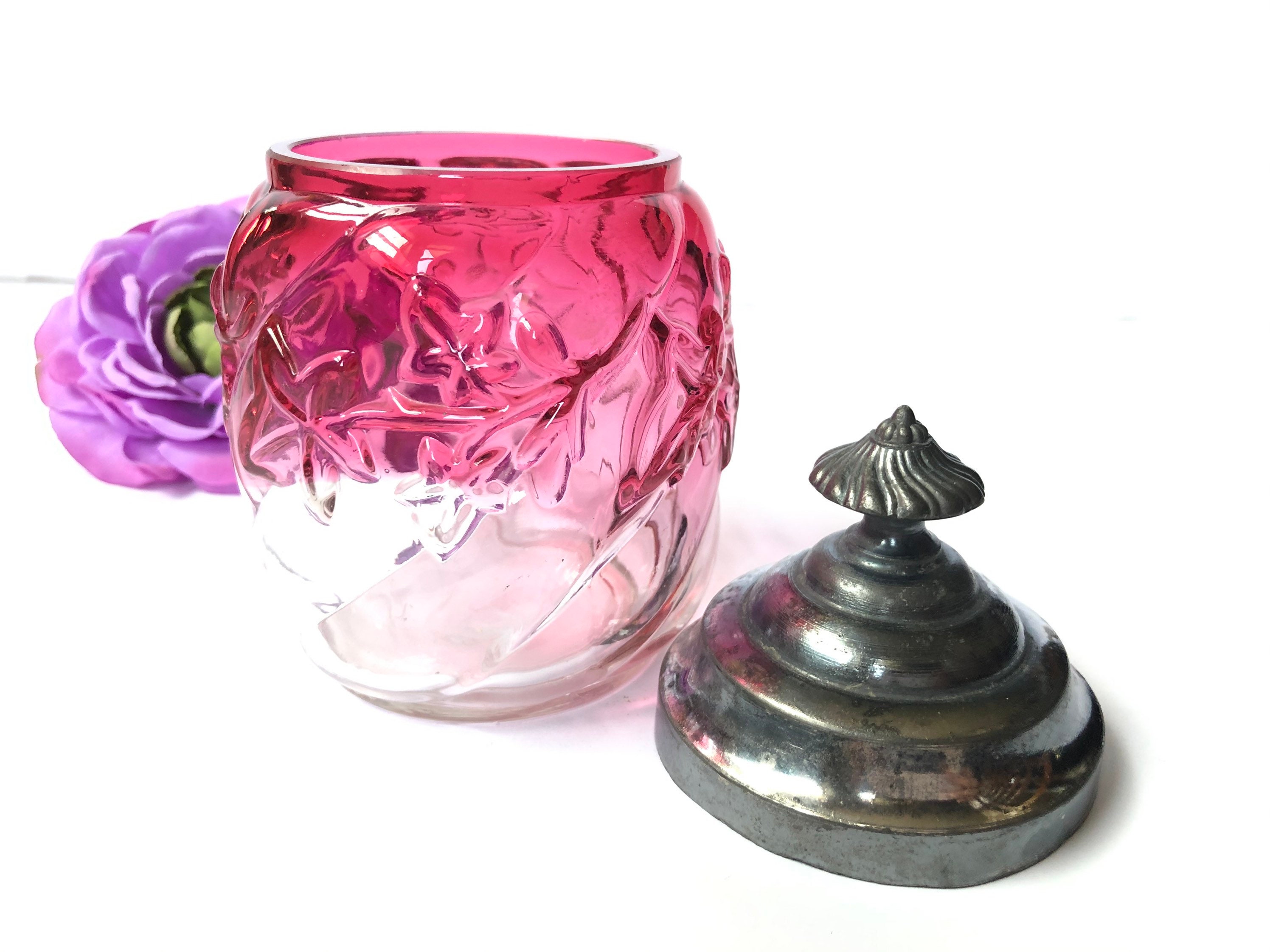 Vintage Two Tone Cranberry Glass Color Honey Jam Jelly Sugar | Etsy