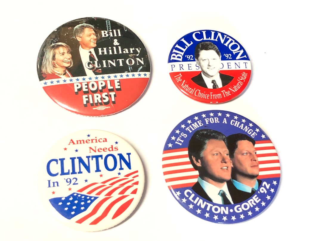 Vintage 4pcs Lot Political Buttons 1992 Election Bill Clinton - Etsy ...