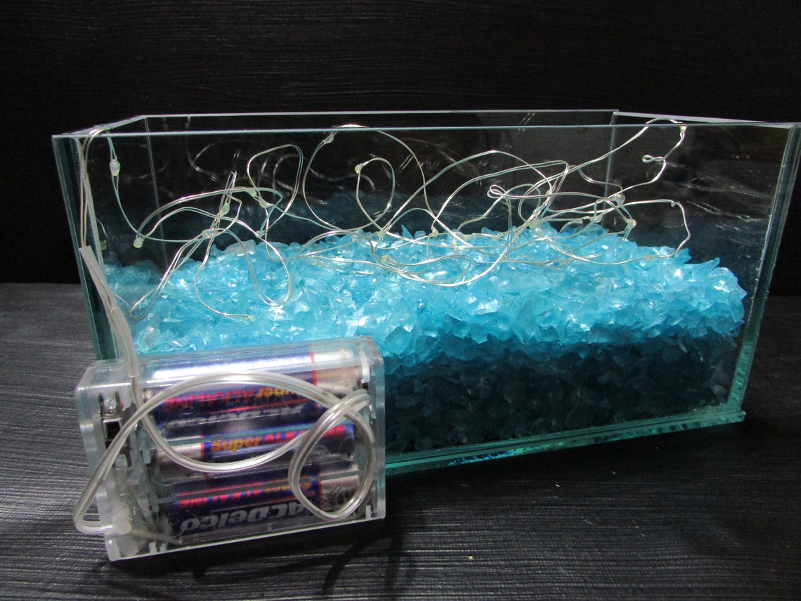 8 Glass Trough With Decorative Polished Stones/lights - Etsy