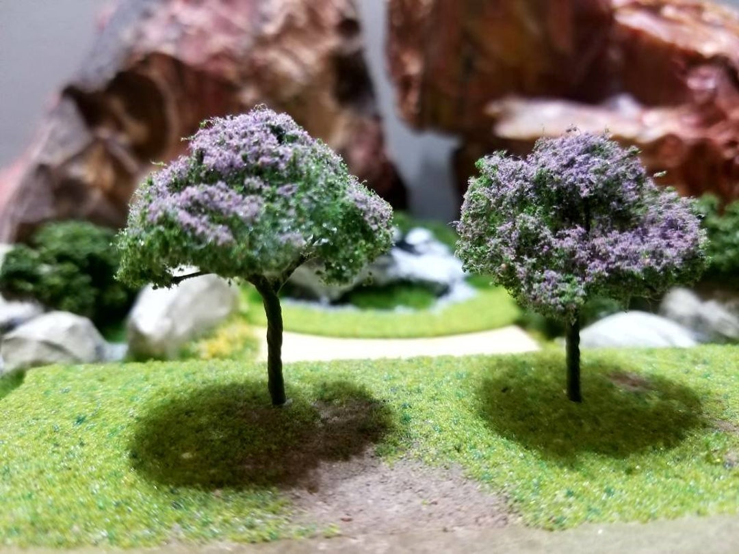 2 (1.5") Miniature Trees, Purple & Green Jacaranda Tree, Terrarium ...