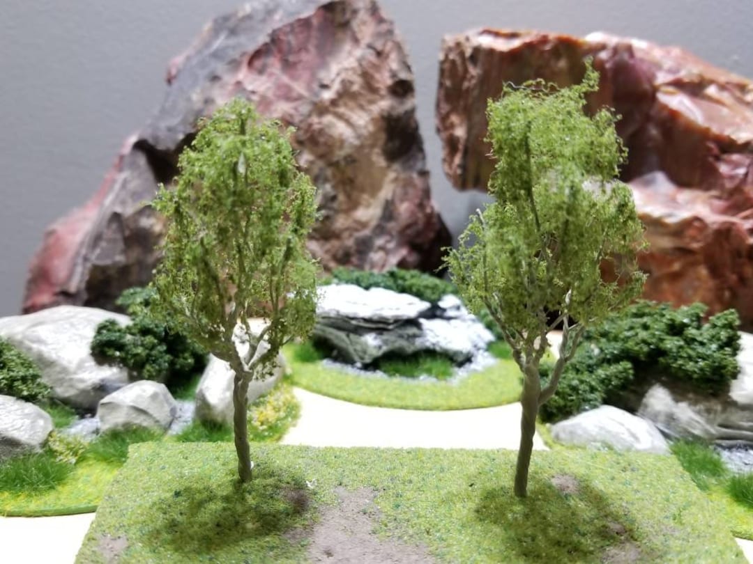 2 (3") Miniature Trees, Green Mountain Gum Tree, Terrarium Craft Tree ...