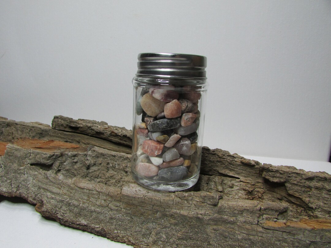 Single Pebble Jar With Aluminum Lid, Rocks and Crystals, Healing Stones ...