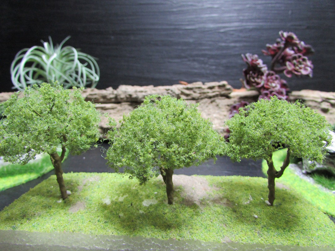 3 2 Miniature Trees, Green Jacaranda Tree, Terrarium Craft Tree, Fairy ...