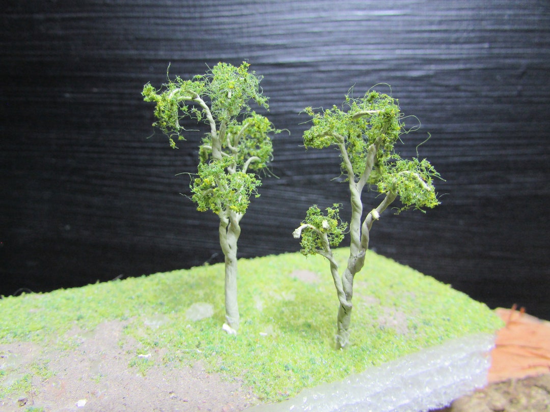 2 (1.5") Miniature Trees, Green Gum Trees, Terrarium Craft Tree, Fairy ...