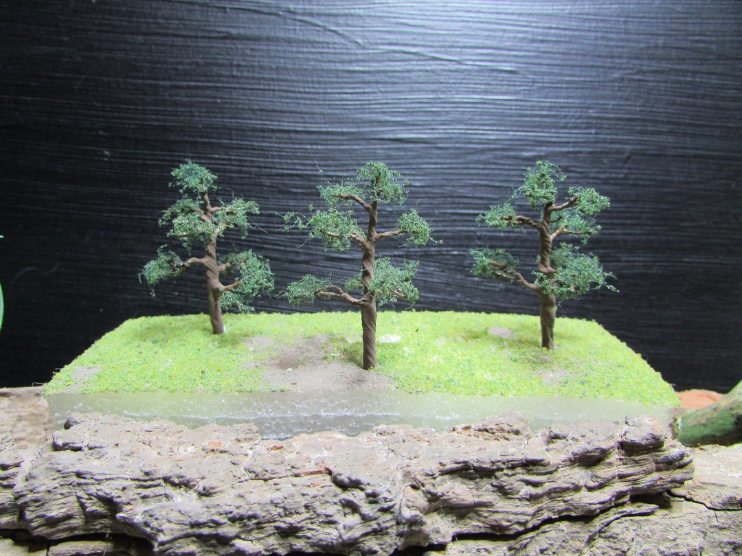 3 (1.5") Miniature Old Pine Tree, Green Old Pine Tree, Terrarium Craft ...