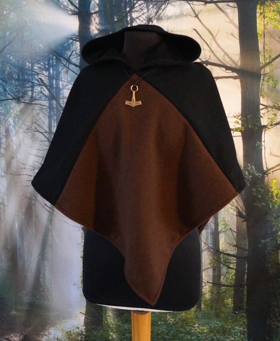 Viking Gugel Hood Skjoldehamn black brown medieval wool | Etsy