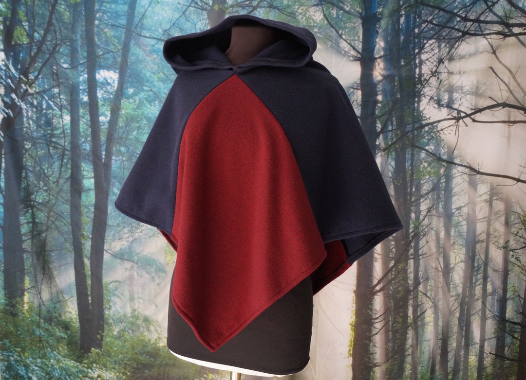 Viking Gugel Hood Skjoldehamn Dark Blue Bordeaux Burgundy Medieval Wool ...