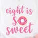 Eight is so Sweet SVG Cutting File 8th Birthday 8 Years Old Girl Shirt ...