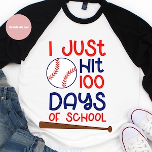 I Just Hit 100 Days of School Svg, Baseball Svg, Boy 100th Day of ...