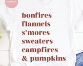 Bonfires Flannels S'mores Sweaters Campfires and Pumpkins - Etsy
