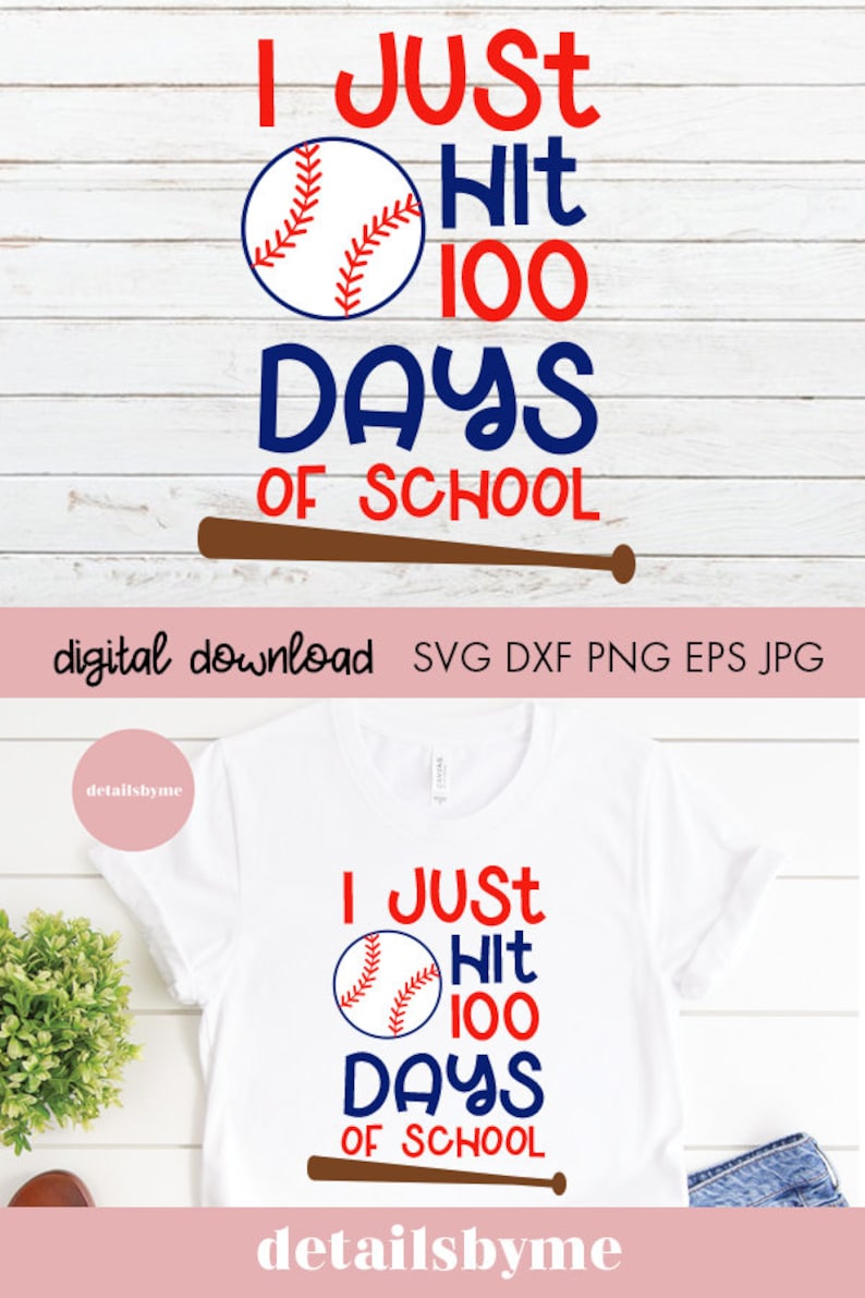 I Just Hit 100 Days of School Svg baseball Svg Boy 100th Day | Etsy