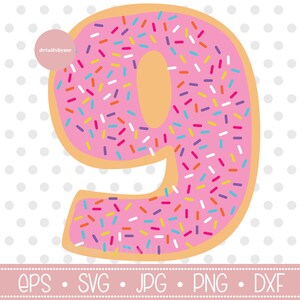 Donut Numbers SVG. PNG. Pink Doughnuts. Cricut Cut Files, Layered ...