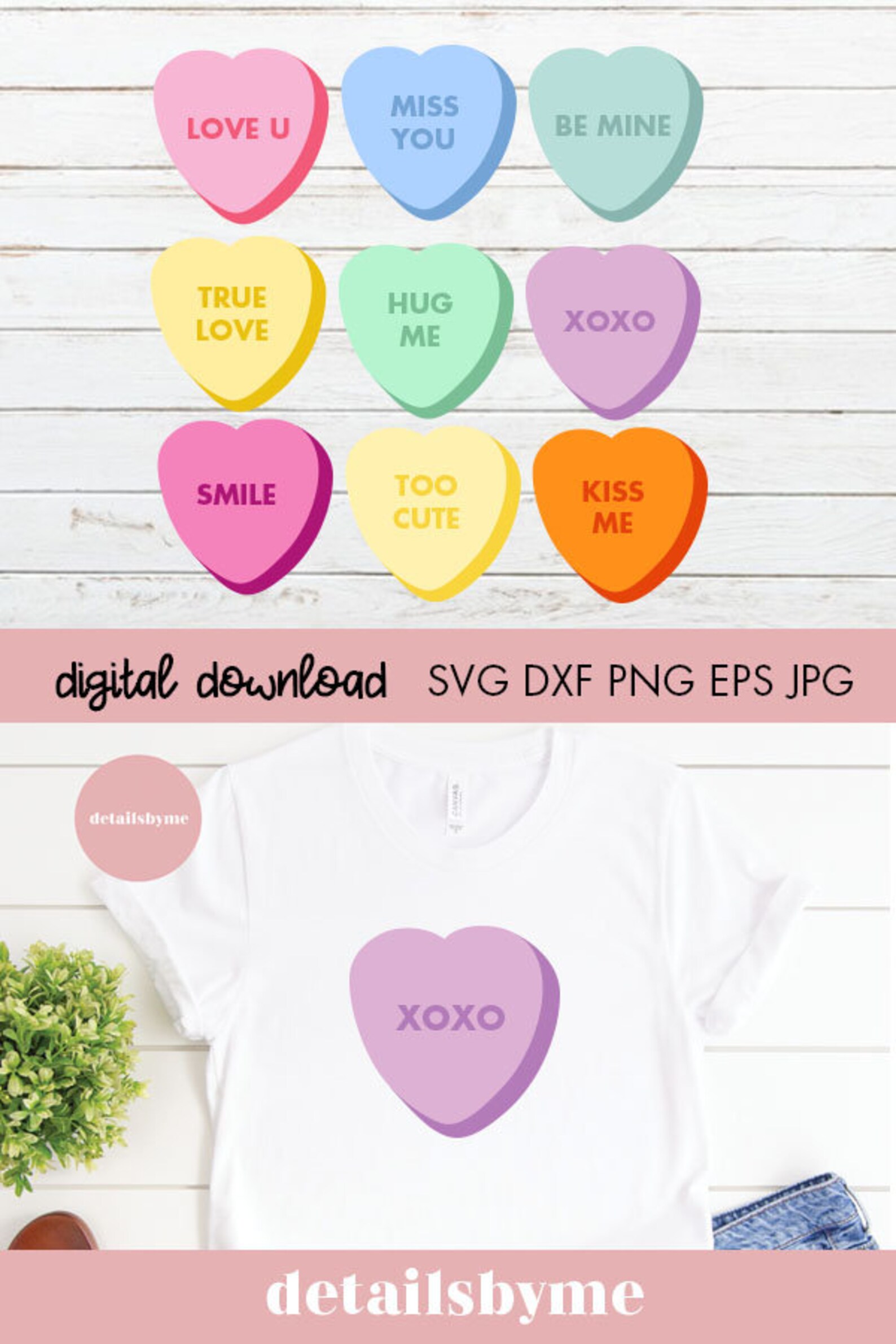 Conversation Hearts Svg Candy Hearts Svg Valentines Day Svg | Etsy