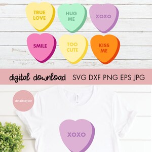 Conversation Hearts Svg, Candy Hearts Svg, Valentines Day Svg ...