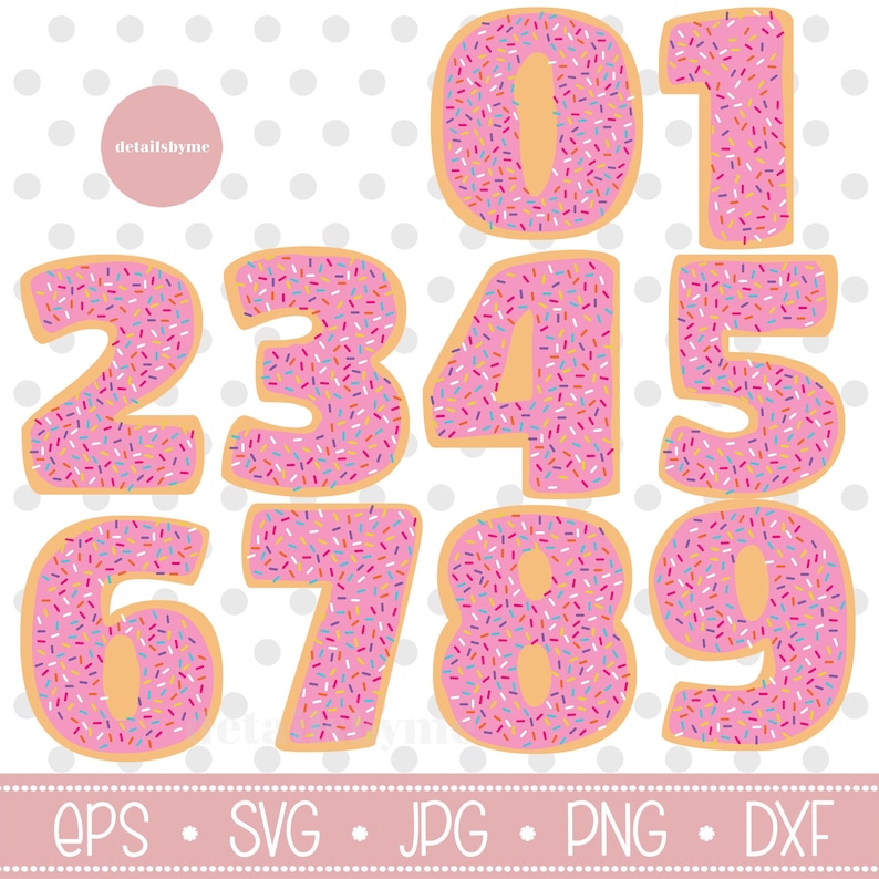 Donut Numbers SVG. PNG. Pink Doughnuts. Cricut Cut Files, Layered ...