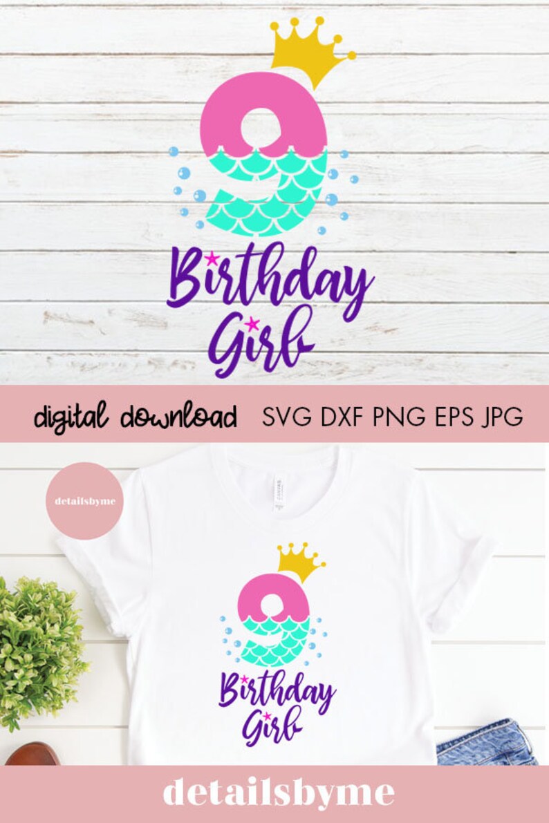 9th Birthday Mermaid Svg Mermaid Birthday Girl Svg Birthday | Etsy