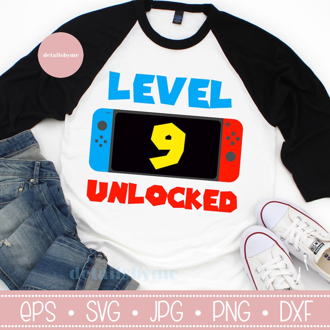 Level 9 Unlocked Svg 9th Birthday Boy Nine Years Old Gamer Funny Kids ...