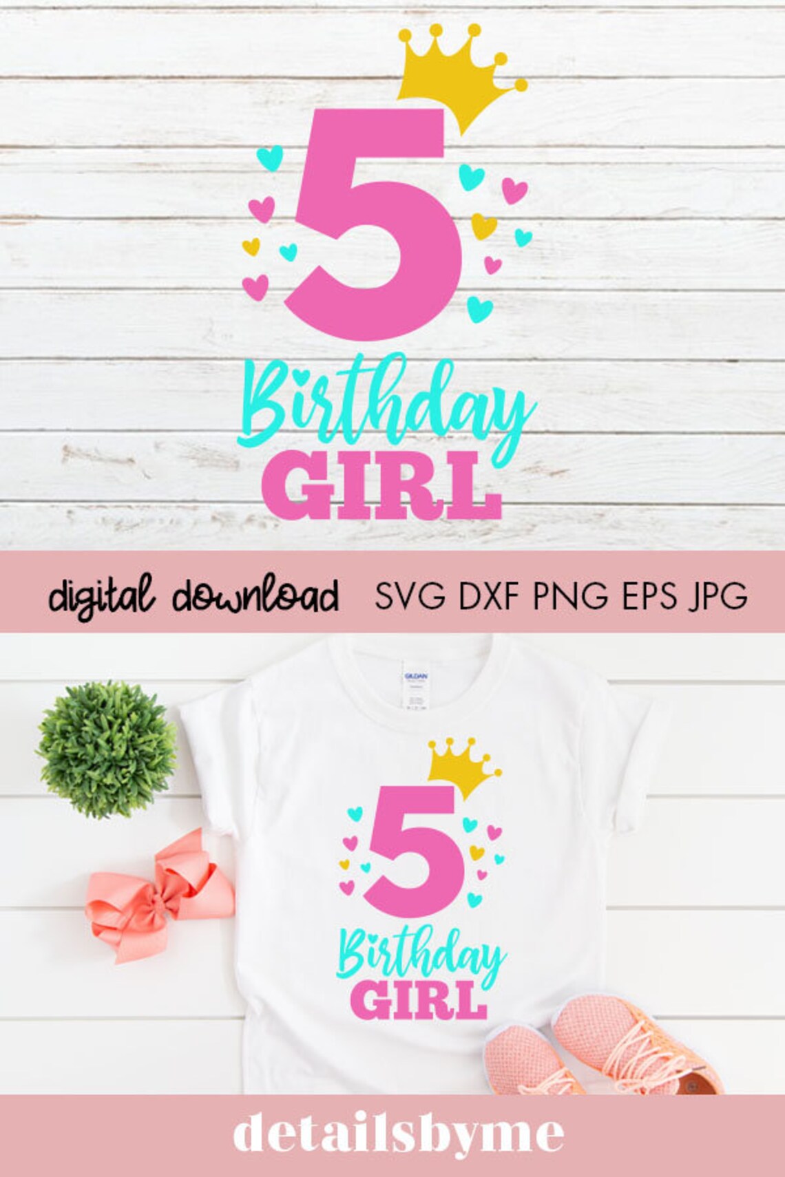 Five Svg Birthday Girl Svg Birthday Princess Svg 5th - Etsy
