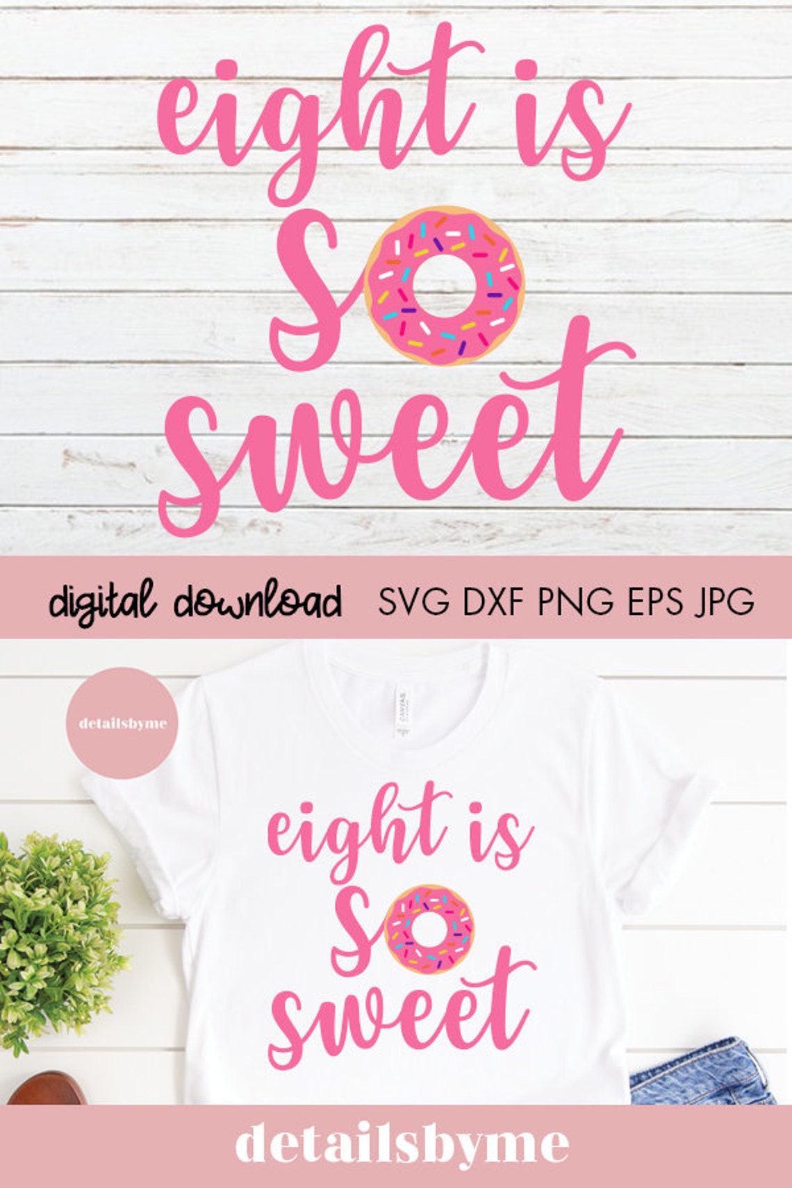 Eight is so Sweet SVG Cutting File 8th Birthday 8 Years Old - Etsy