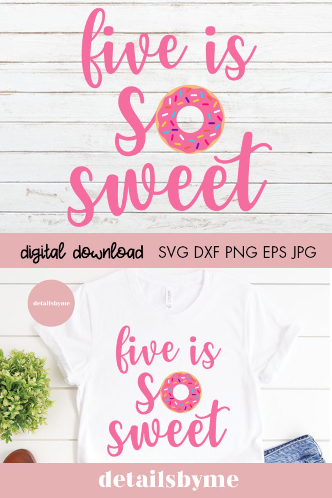 5th Birthday Svg Donut Svg Donut Birthday Svg Five is so Sweet Svg ...