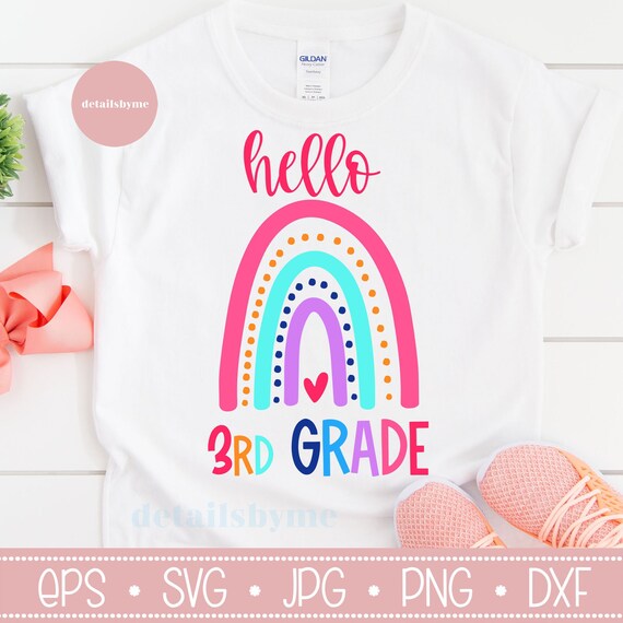 Hello Third Grade Rainbow SVG 3rd Grade Svg Back to School | Etsy