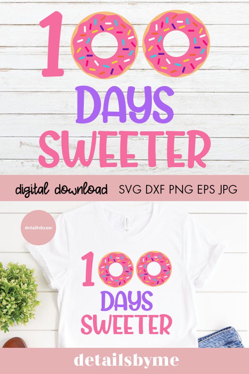 100 Days Sweeter SVG 100th Day of School Cut File Kid's - Etsy