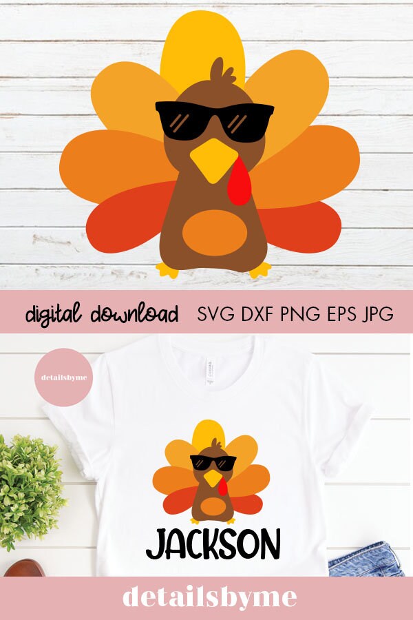 Cool Turkey Svg, Boy Thanksgiving Svg Dxf Eps Png, Cute Fall Cut File ...