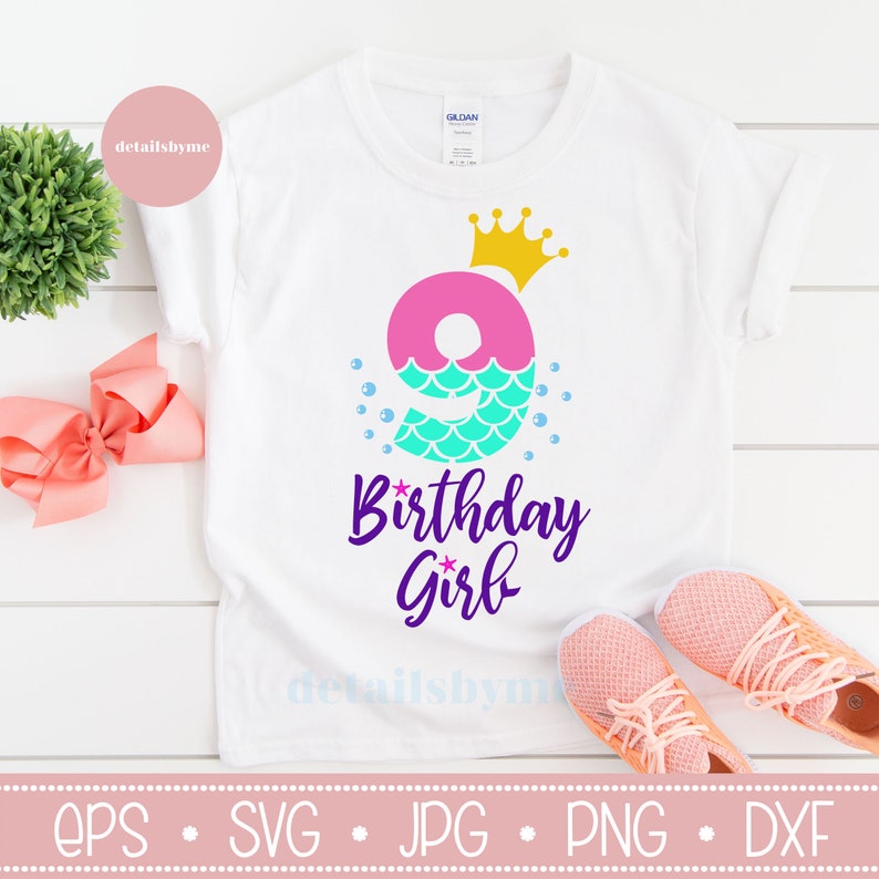 9th Birthday Mermaid Svg Mermaid Birthday Girl Svg Birthday | Etsy