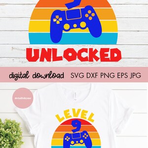 Level 9 Unlocked Svg, 9th Birthday Boy Gamer, 9 Years Old Gamer T-shirt ...