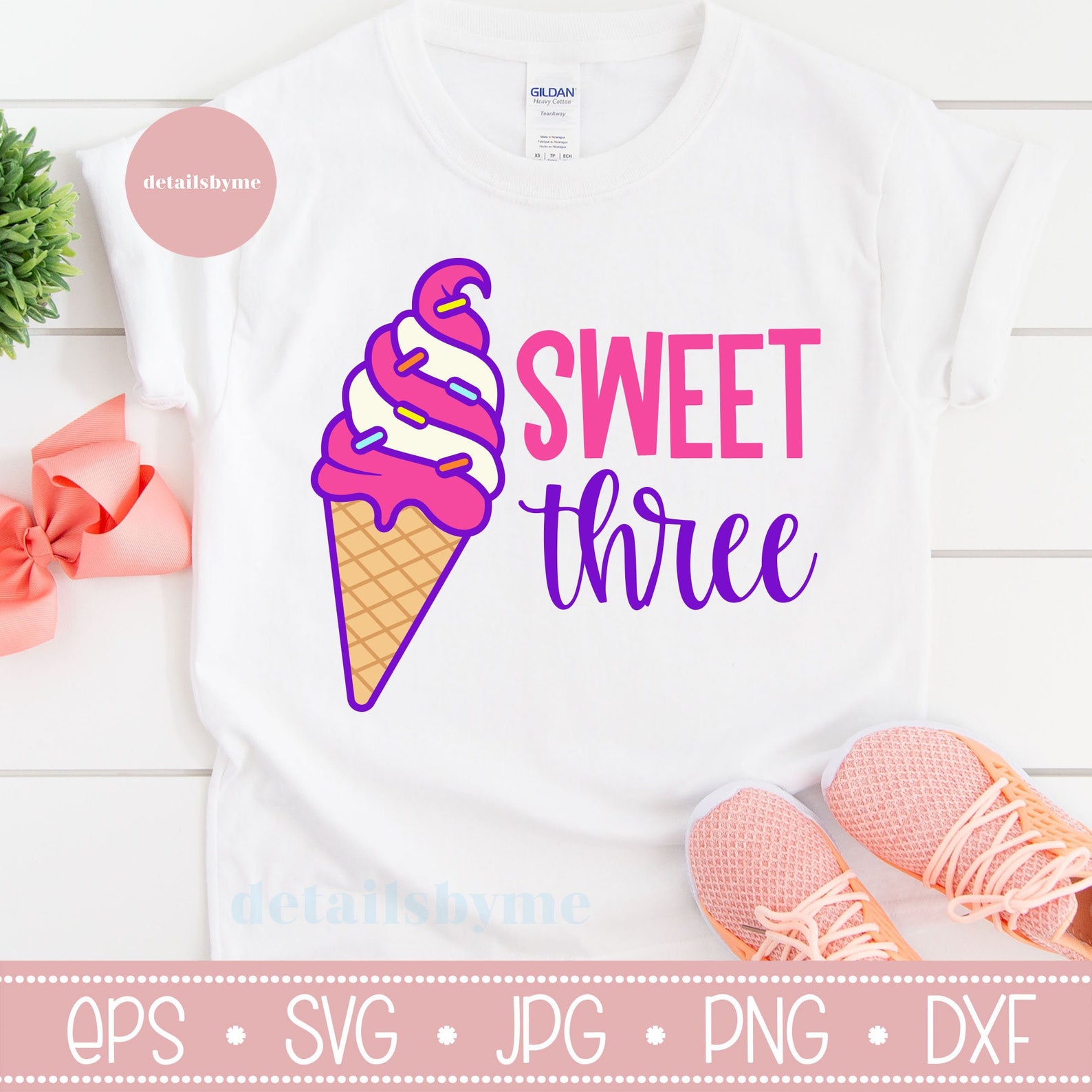 3rd Birthday Svg Ice Cream Svg Ice Cream Birthday Svg Three is - Etsy