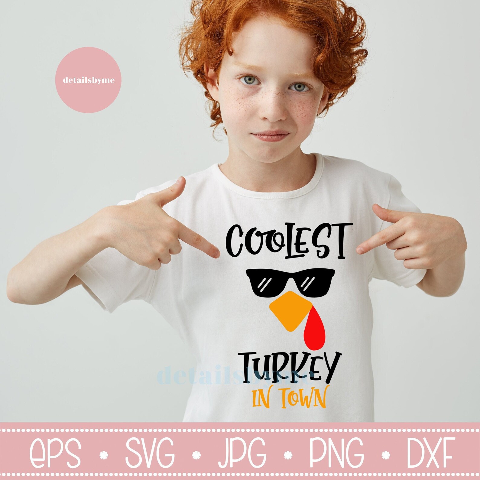 Coolest Turkey in Town Svg, Boys Thanksgiving Svg, Boy Turkey Face Svg ...