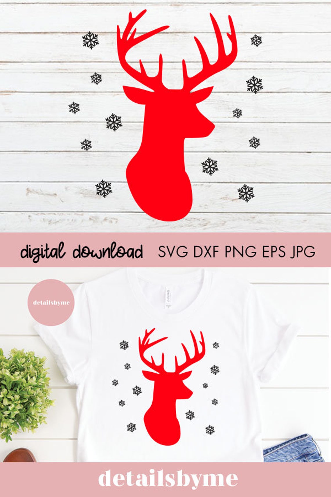 Reindeer SVG Reindeer Silhouette Svg Christmas Svg File - Etsy