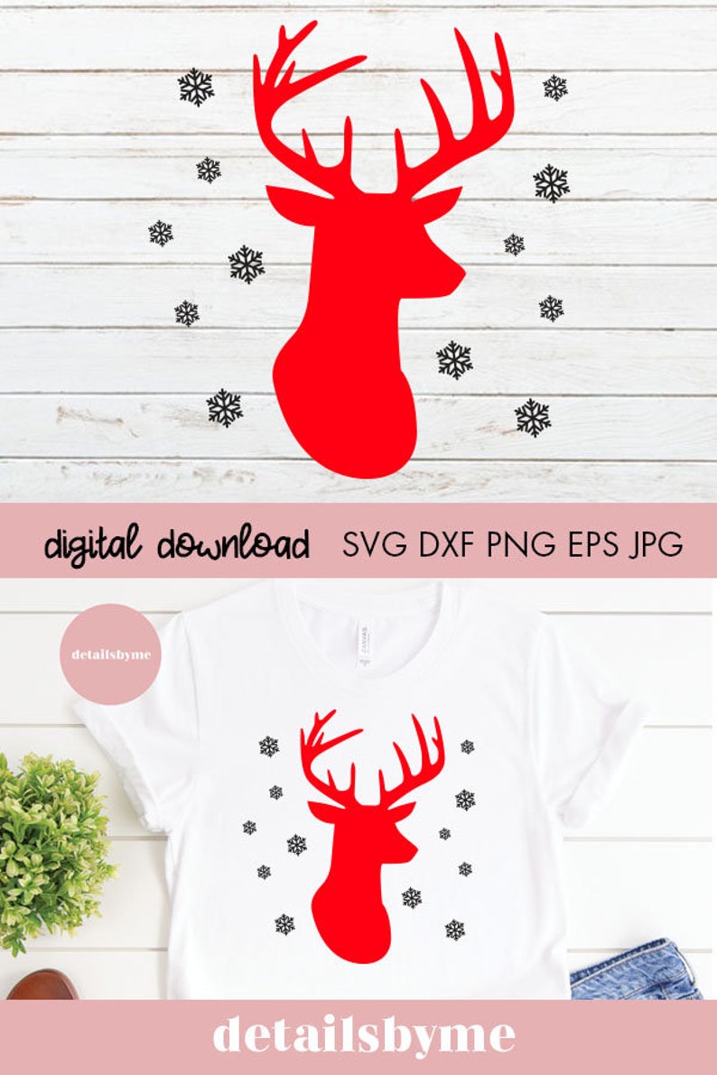 Reindeer SVG, Reindeer Silhouette Svg, Christmas Svg File, Reindeer Cut ...