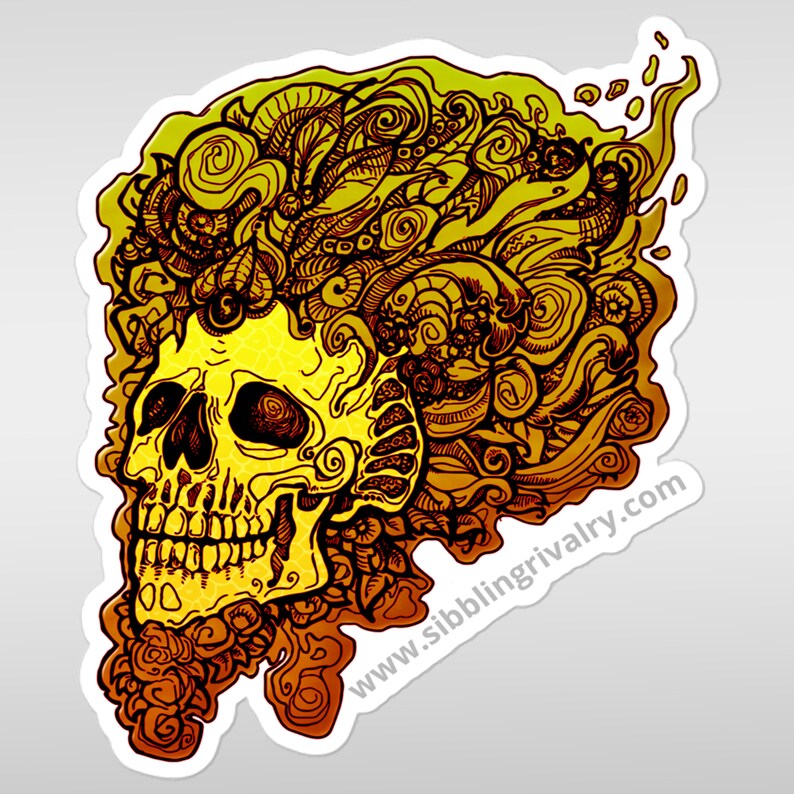 SHPONGLE SKULL Stickers With Ink Design - Etsy