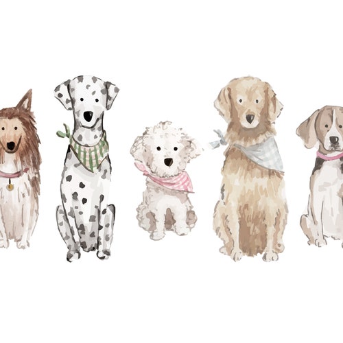 Custom Multiple Pet Portrait From Multiple Photos Dog - Etsy