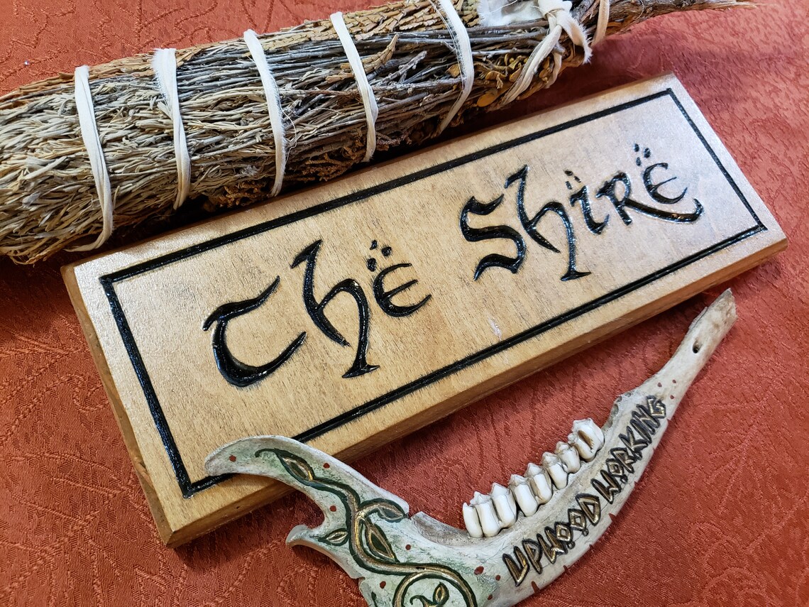 The Shire Wood Carved Sign - Lord of the Rings Inspired - Elven Sign ...