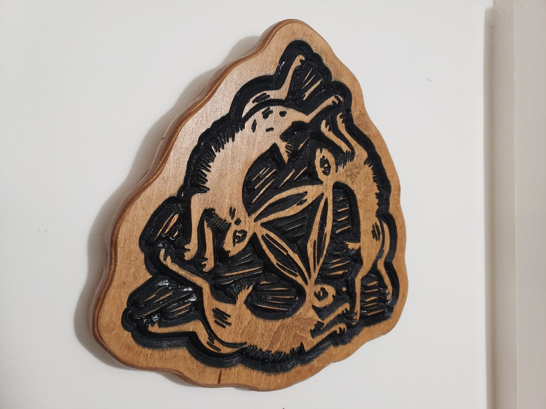 Celtic Three Hare Wood Carving - Triskelion Triquetra Triple Spiral ...