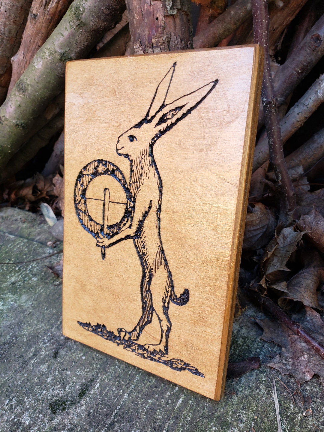 Vintage Drumming Hare Wood Carving - Rabbit - Pen and Ink - Bunny ...