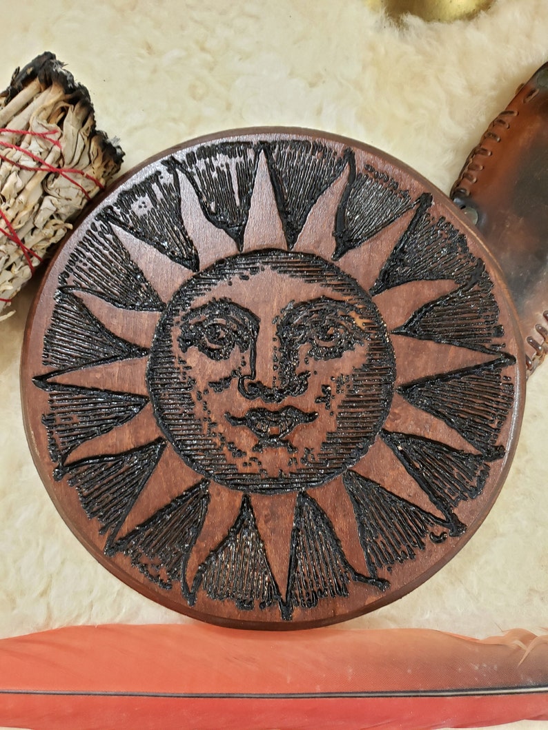 Vintage Sun Wood Carving - Helios - Ephemera - Pen and Ink - Pagan ...