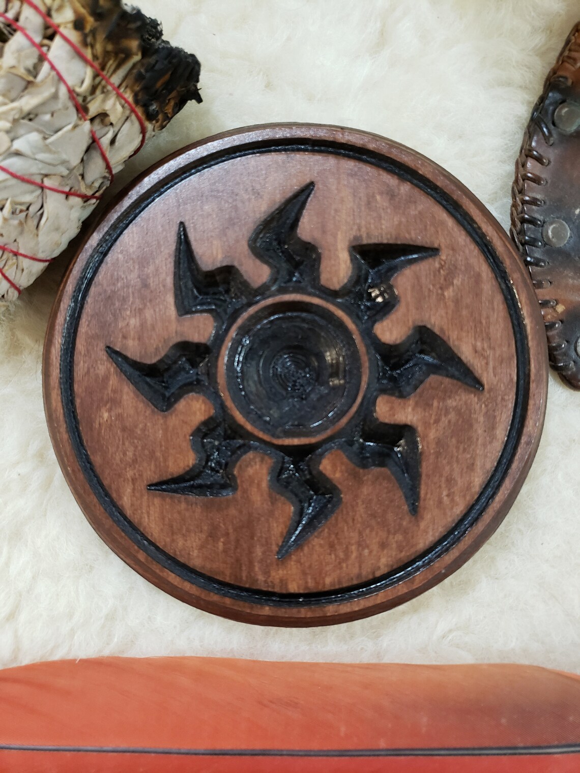 MTG White Mana Symbol Sun Wood Carved Magic the | Etsy