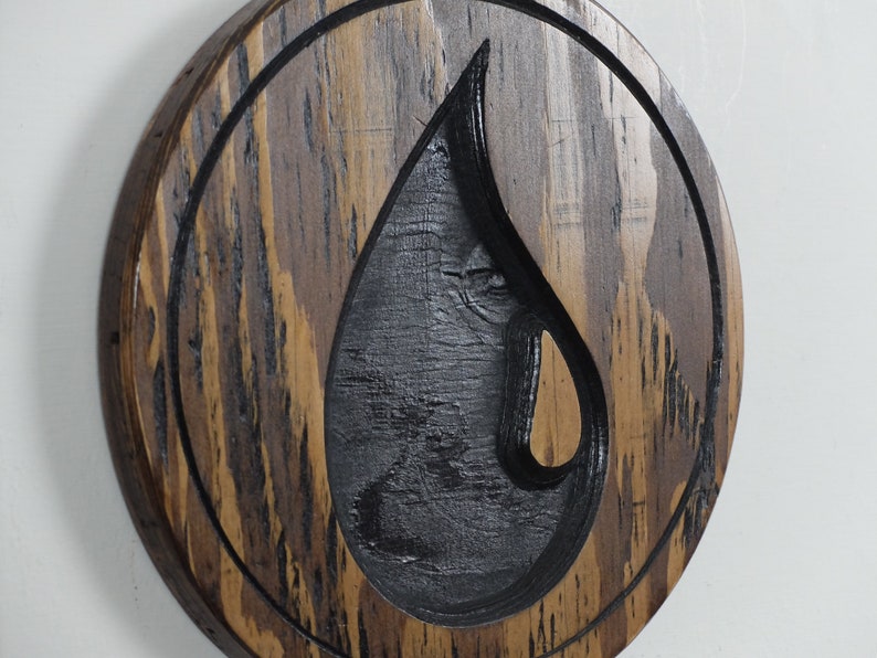 Mtg Blue Mana Symbol Water Wood Carved Magic The Etsy