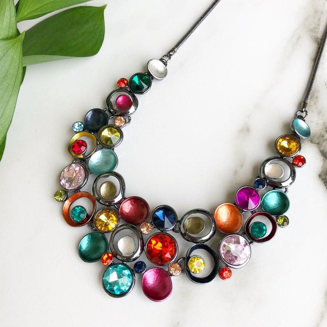 Multicolor Statement Necklace, Necklace for Woman, Statement Jewelry ...