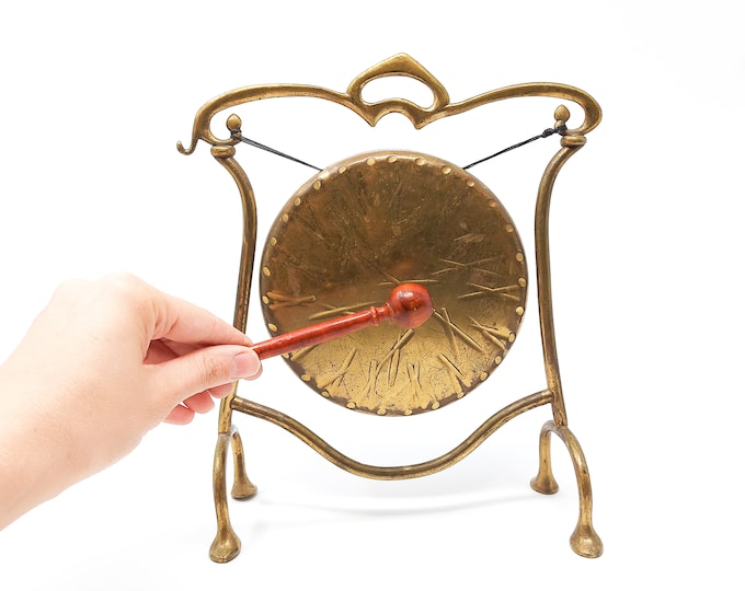 Vintage Brass Gong With Wooden Stick - Etsy